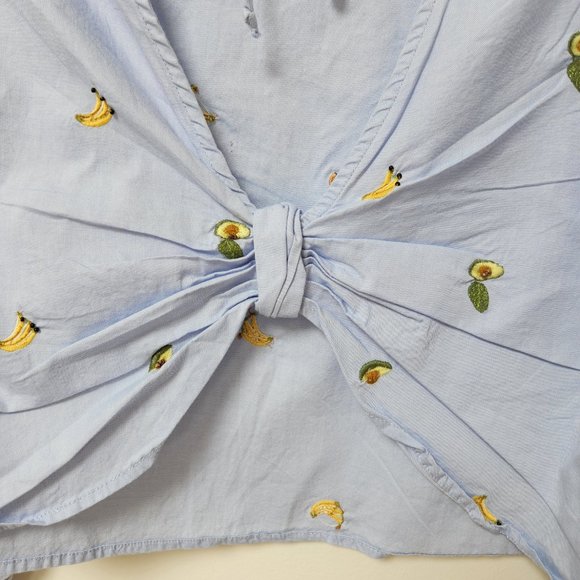 Zara | Tops | Zara Basic Collection Embroidered Banana Avocado Top ...